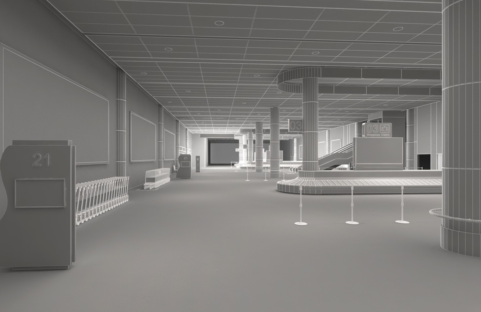 Airport Baggage Reclaim Hall 01 3D - TurboSquid 2245468