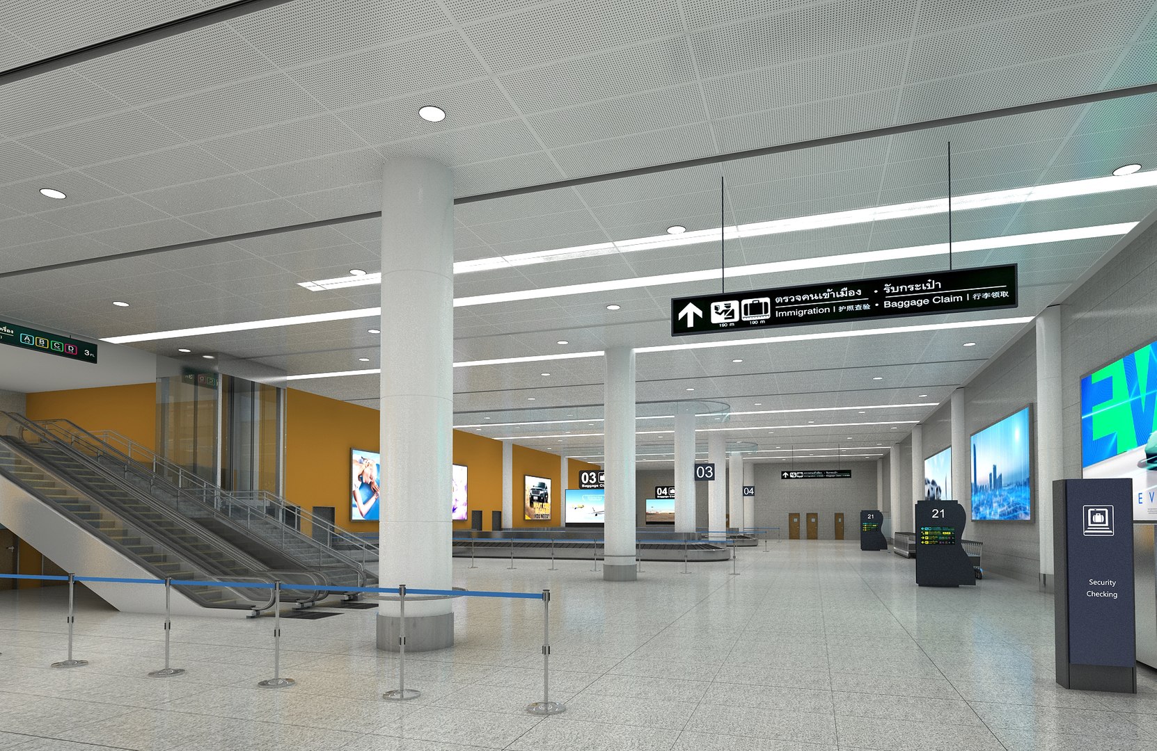 Airport Baggage Reclaim Hall 01 3D - TurboSquid 2245468