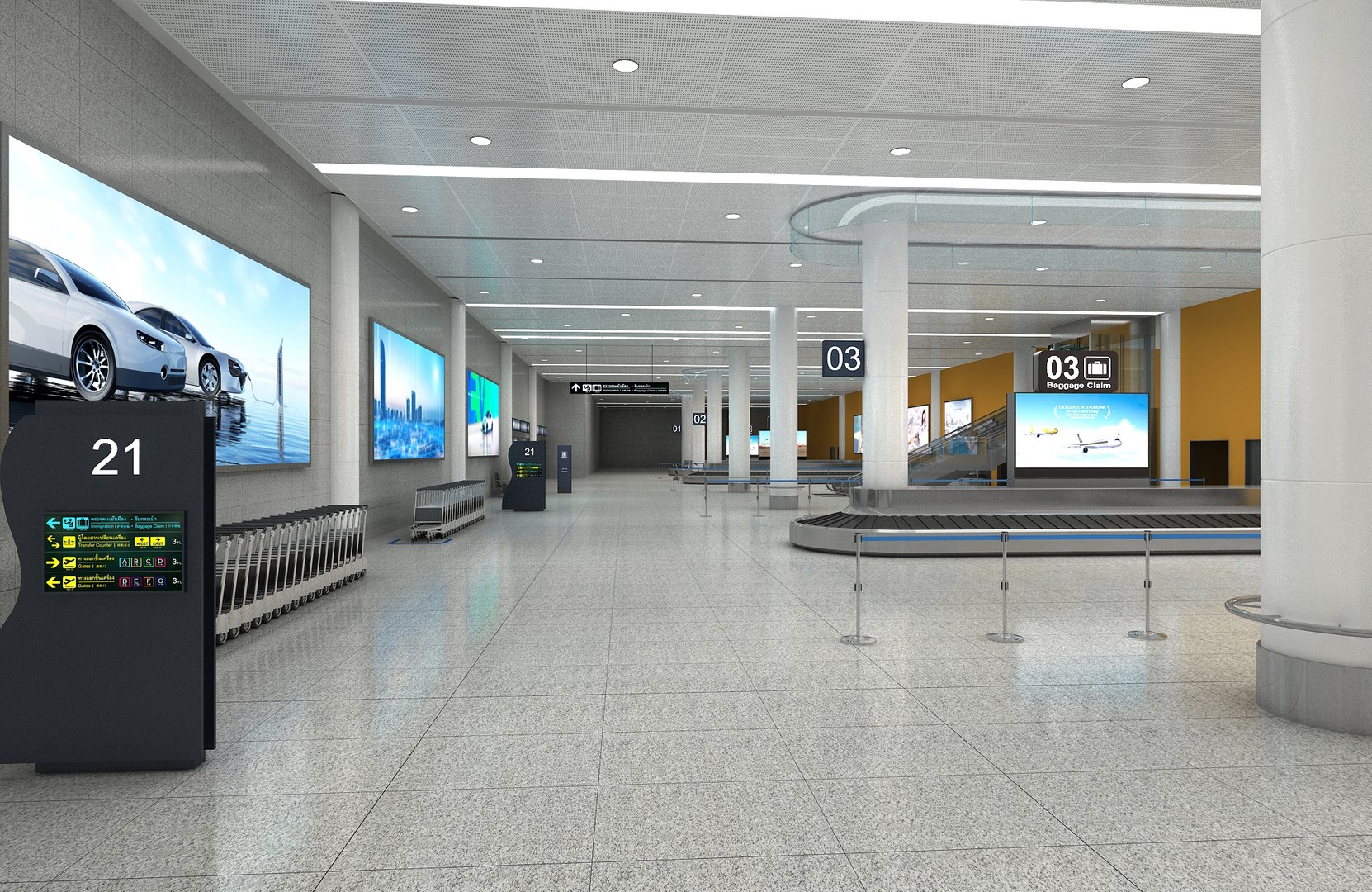 Airport Baggage Reclaim Hall 01 3D - TurboSquid 2245468