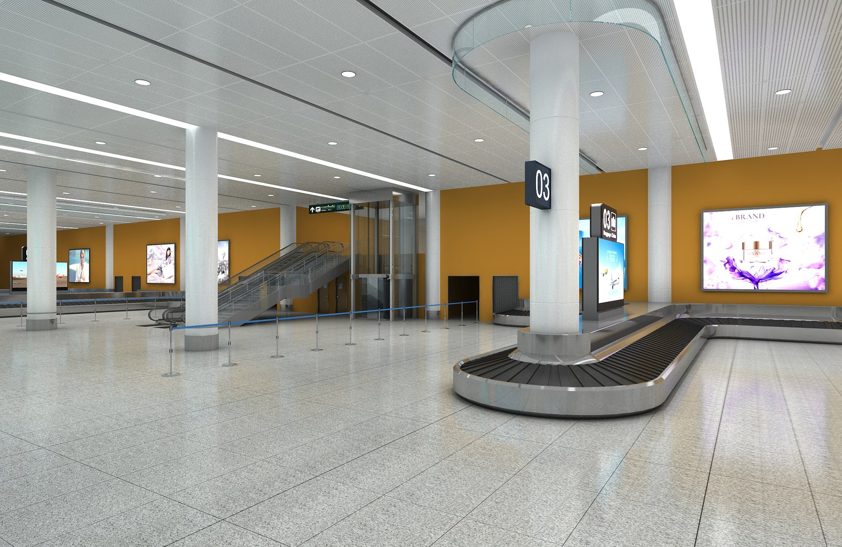 Airport Baggage Reclaim Hall 01 3D - TurboSquid 2245468