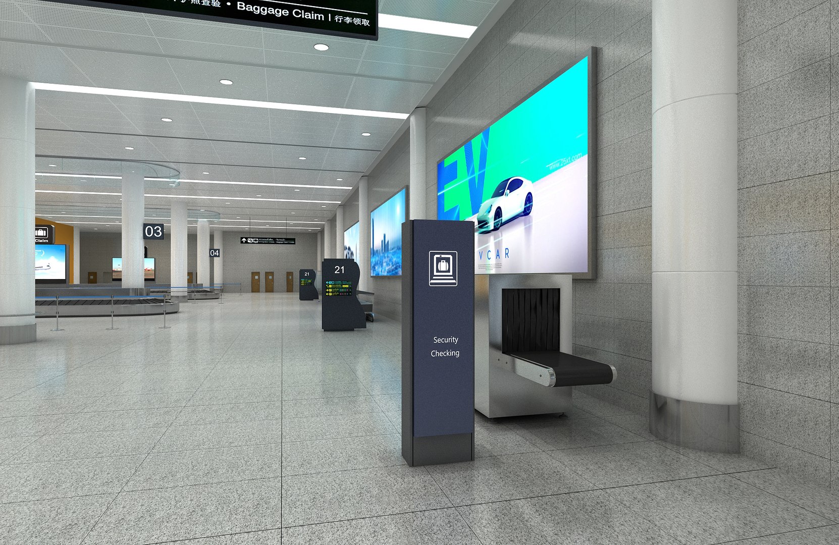Airport Baggage Reclaim Hall 01 3D - TurboSquid 2245468