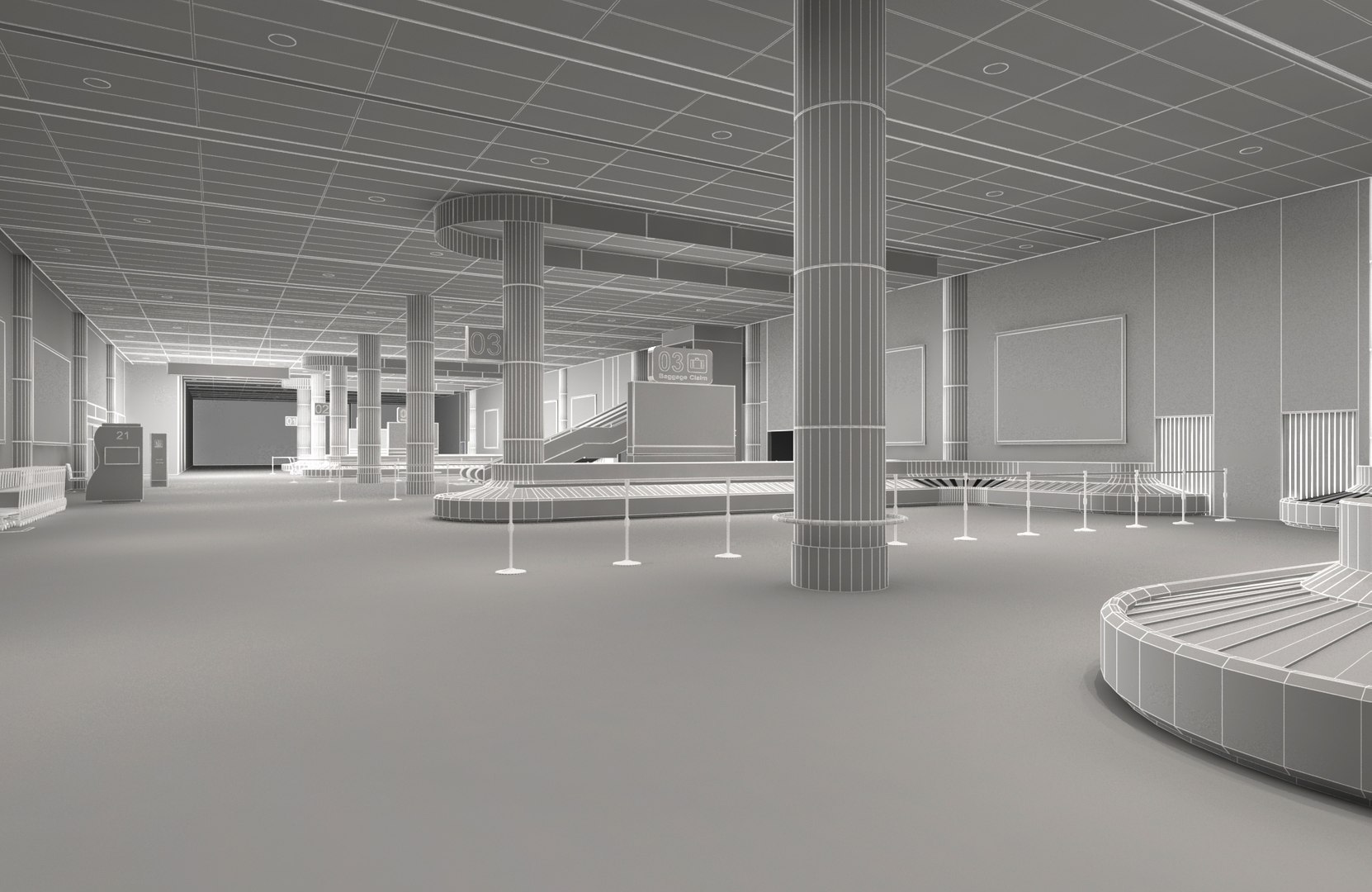 Airport Baggage Reclaim Hall 01 3D - TurboSquid 2245468
