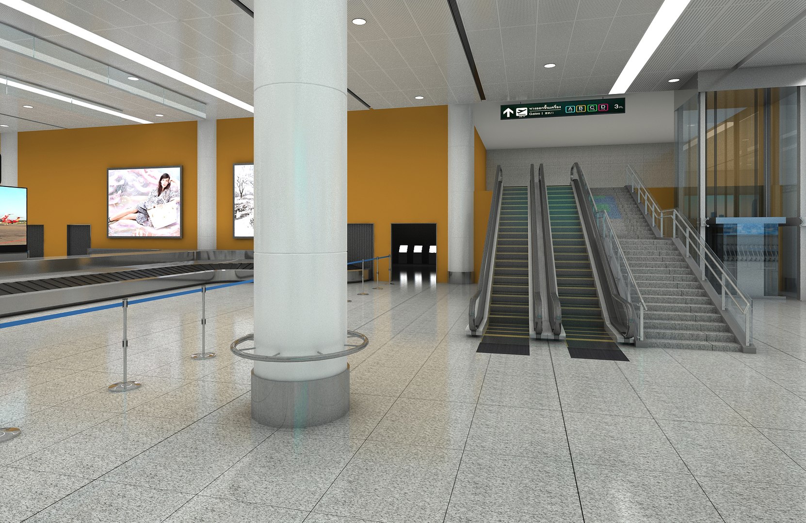 Airport Baggage Reclaim Hall 01 3D - TurboSquid 2245468