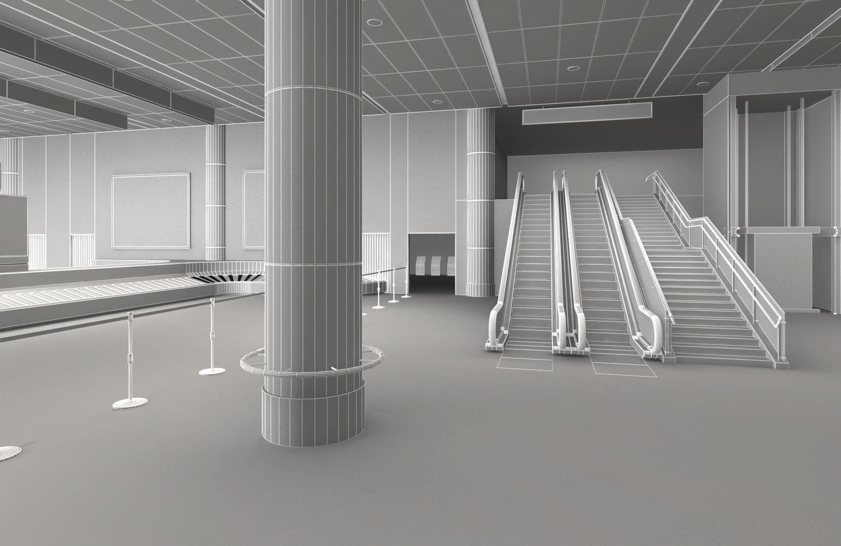 Airport Baggage Reclaim Hall 01 3D - TurboSquid 2245468