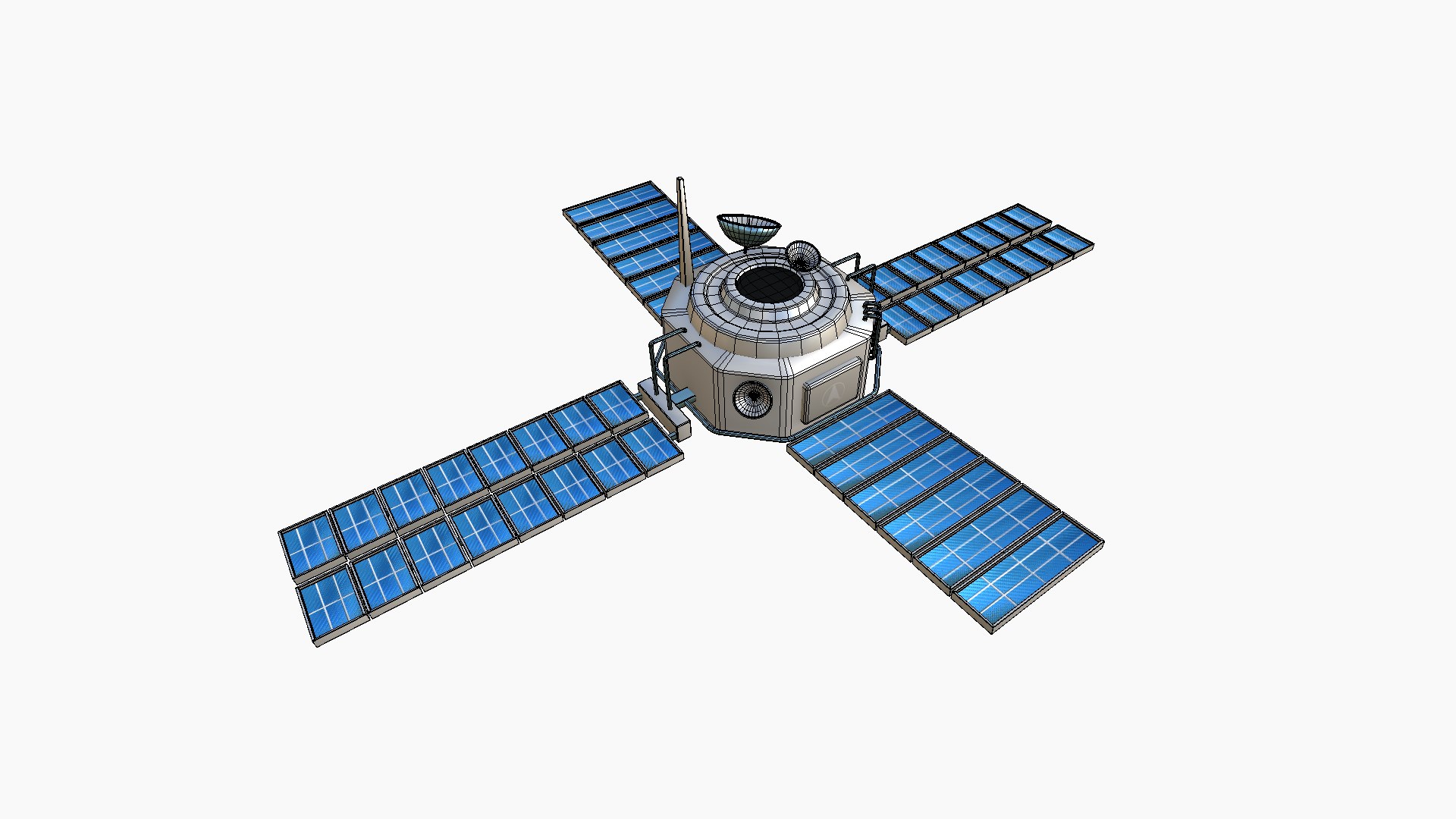 Satellite H03 White Blue - SciFi Space Design 3D Model - TurboSquid 2227358