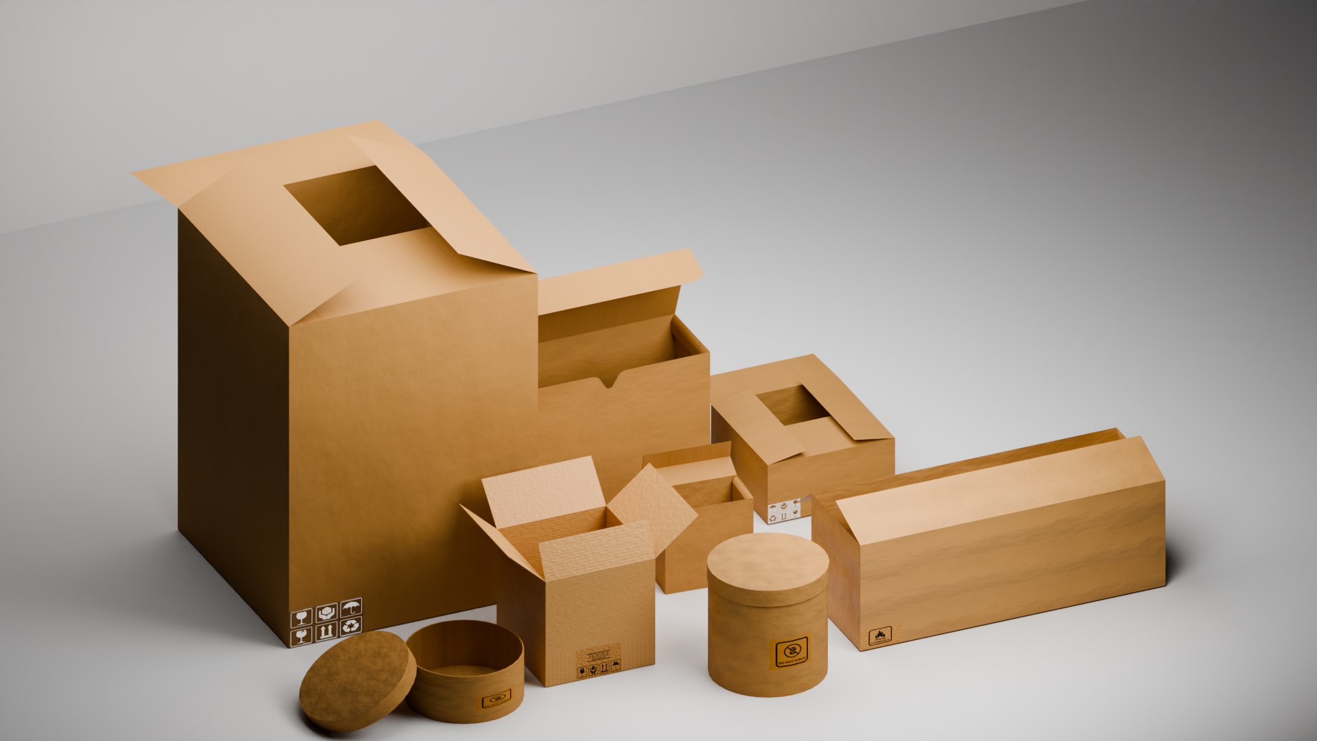 3D Model Cardboard Boxes 3D Model Collection - TurboSquid 2210801