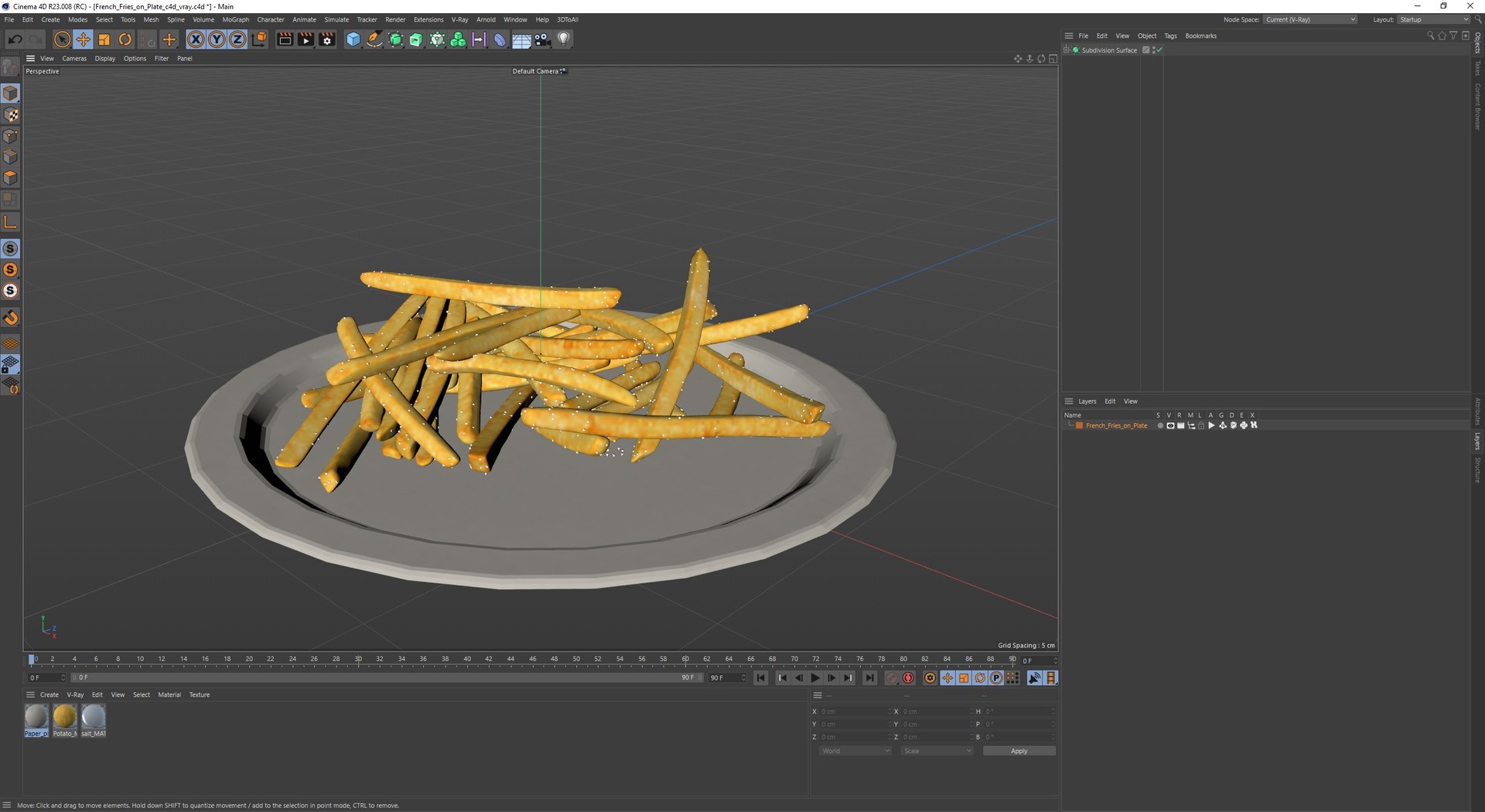French Fries On Plate 3D Model - TurboSquid 2389397