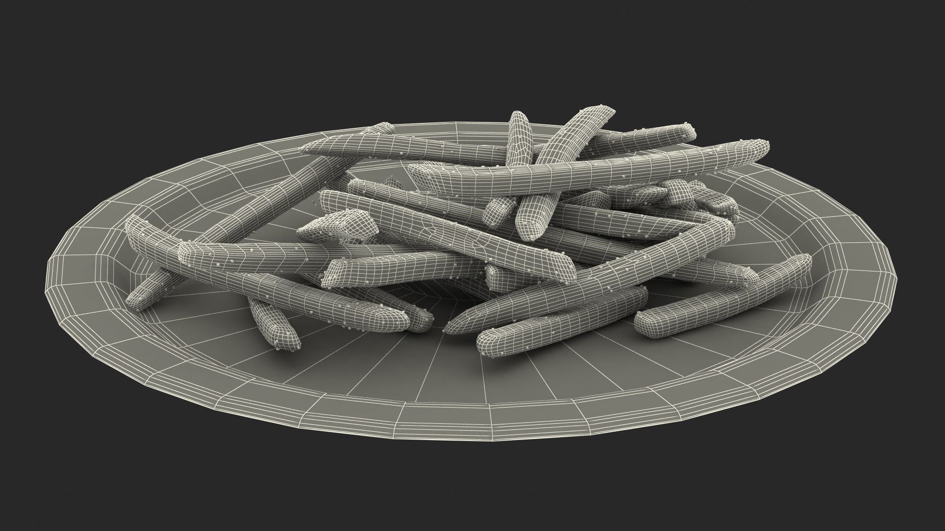 French Fries On Plate 3D Model - TurboSquid 2389397