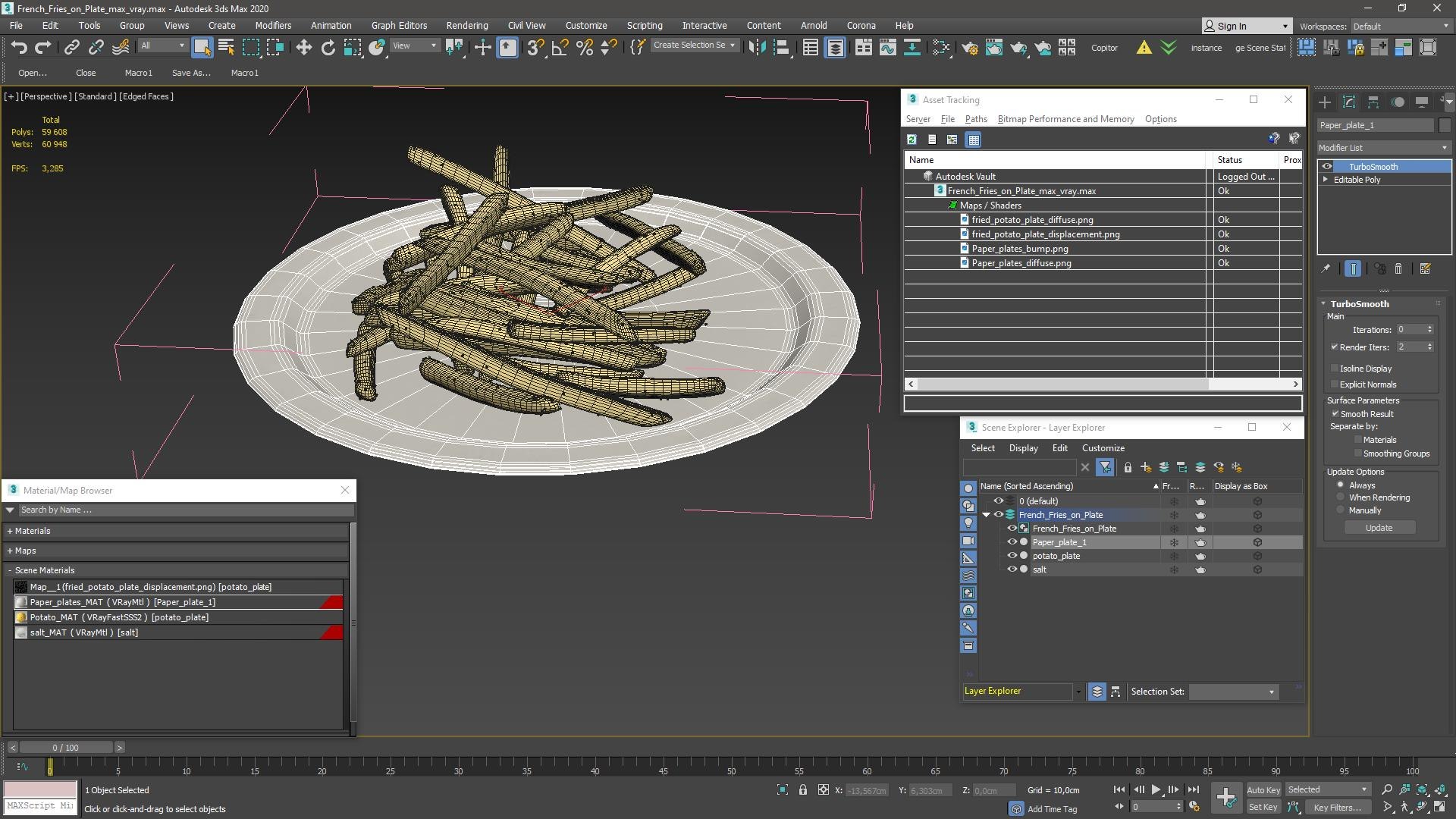 French Fries On Plate 3D Model - TurboSquid 2389397