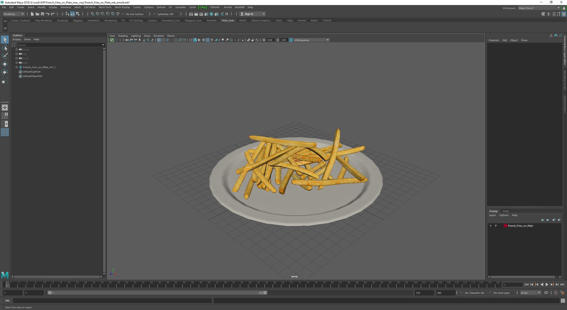 French Fries On Plate 3D Model - TurboSquid 2389397