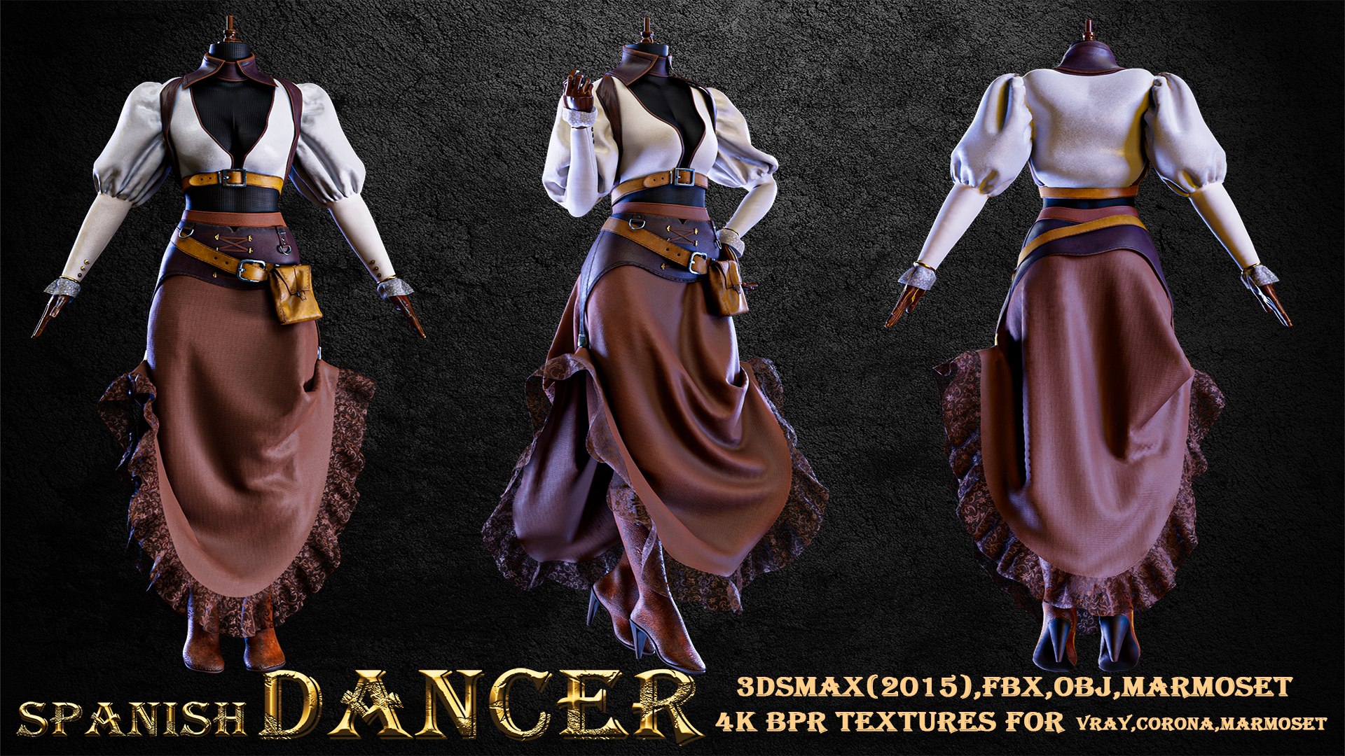 3D SPANISH DANCER OUTFIT WITH LORD KEYS - TurboSquid 2045236