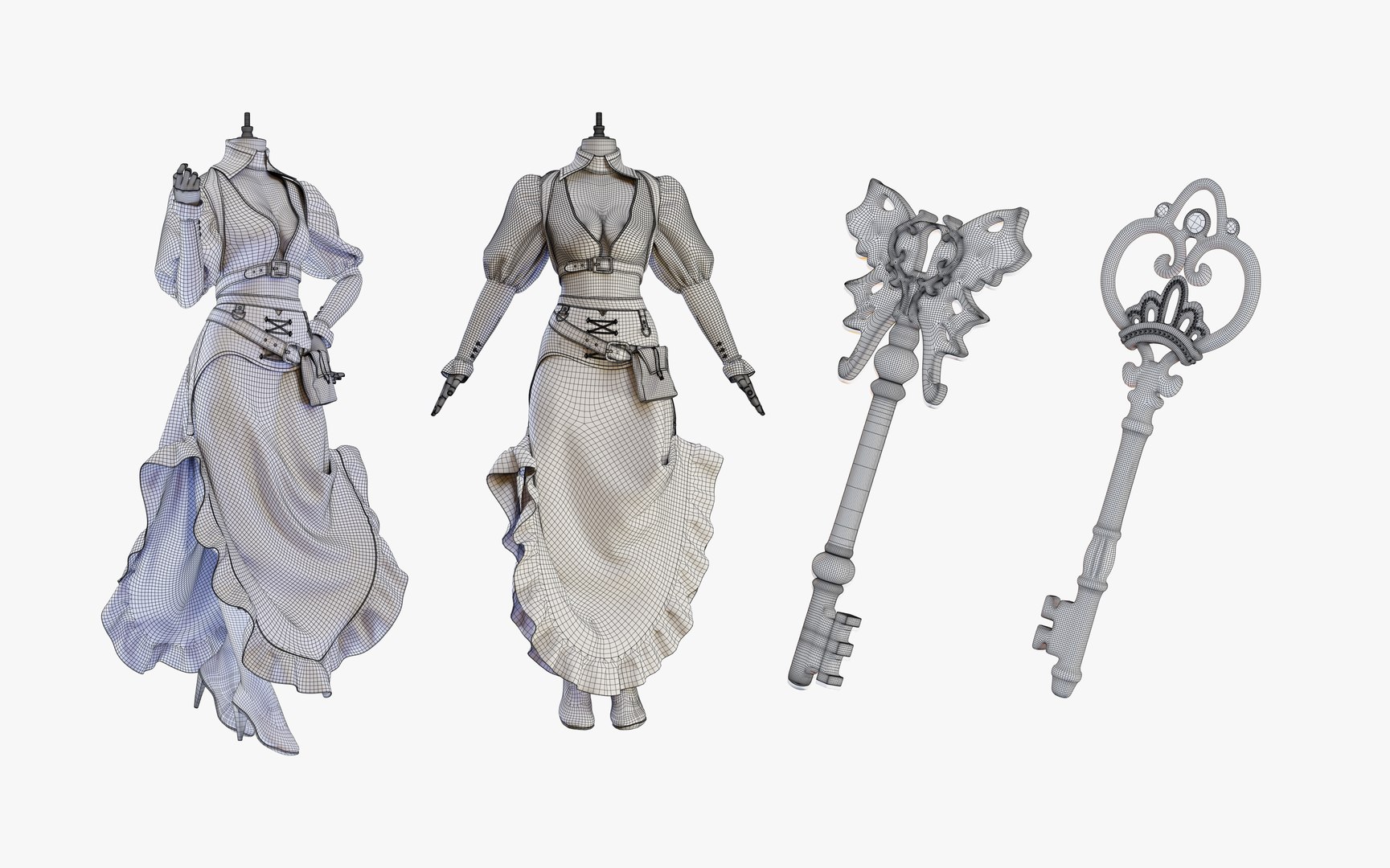 3D SPANISH DANCER OUTFIT WITH LORD KEYS - TurboSquid 2045236