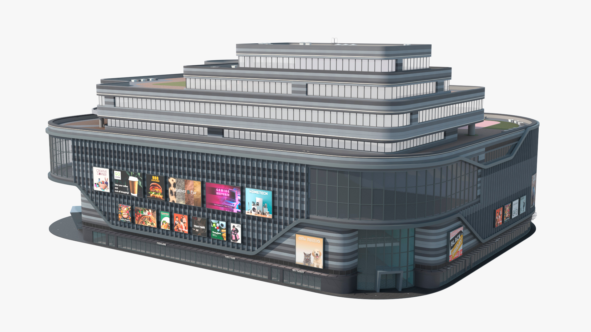 3D Model Modern Shopping Mall Complex - TurboSquid 2402299