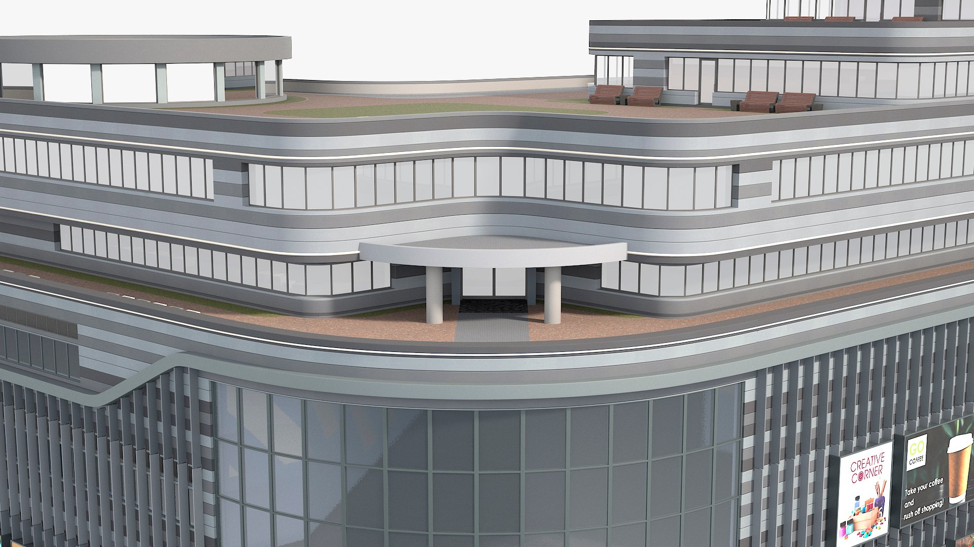 3D Model Modern Shopping Mall Complex - TurboSquid 2402299
