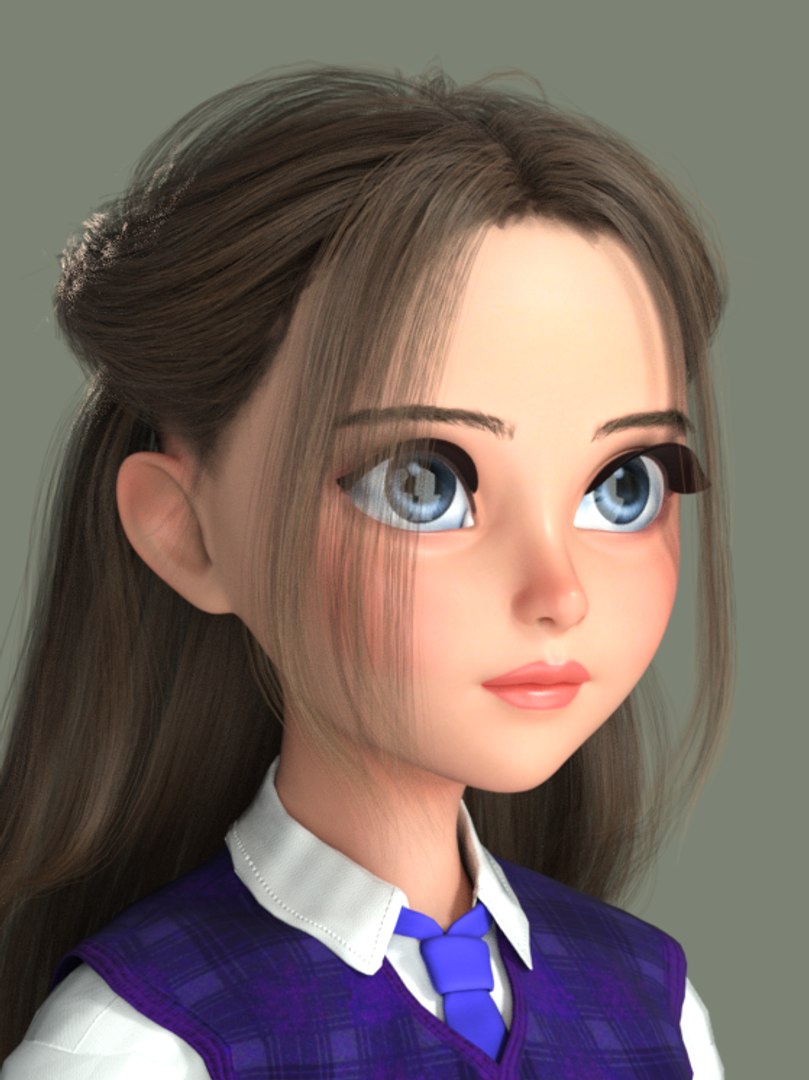 Cartoon Rigged School Girl-Patricia Character 3D Model 3D Model ...