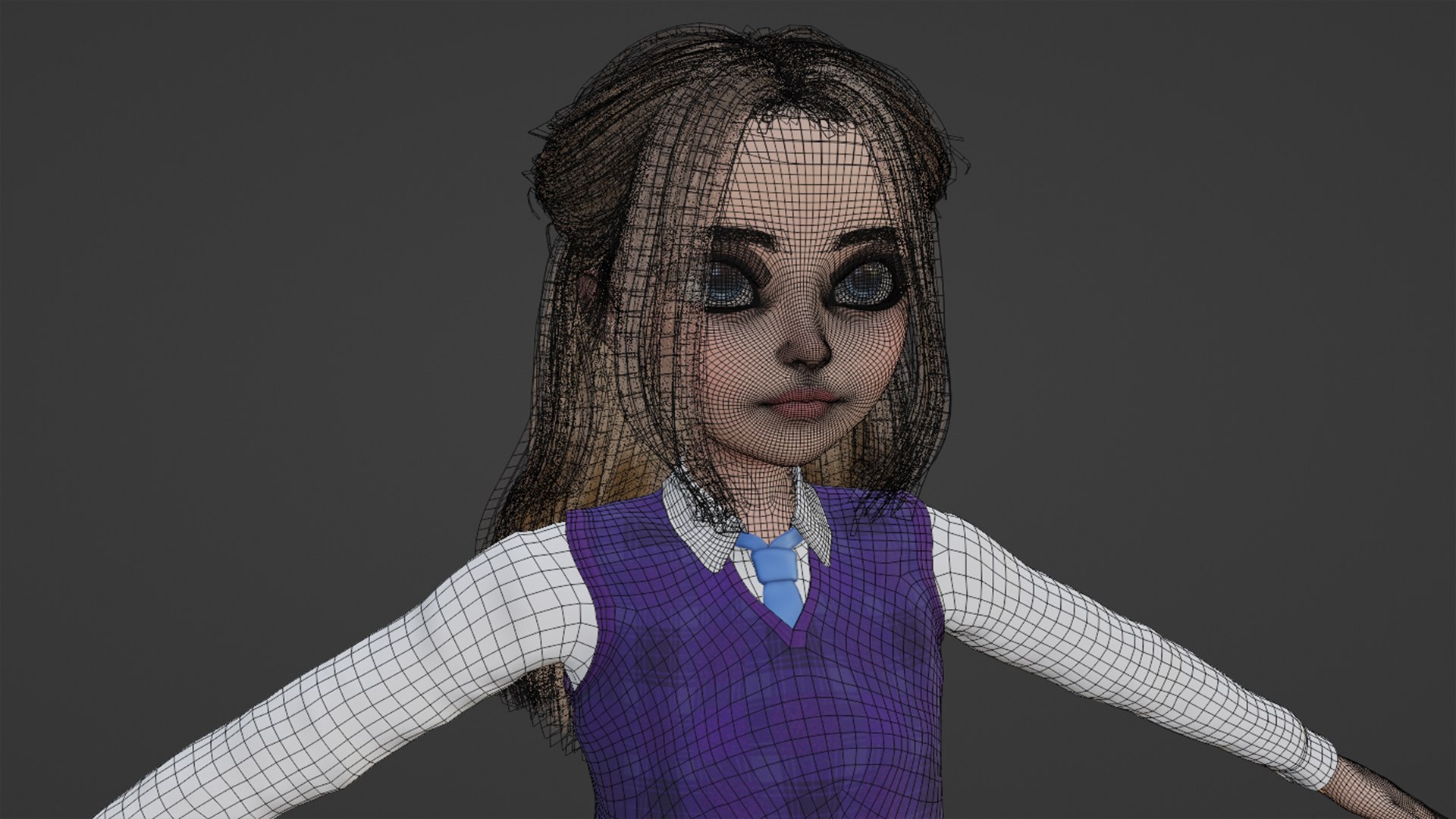 Cartoon Rigged School Girl-Patricia Character 3D Model 3D Model ...