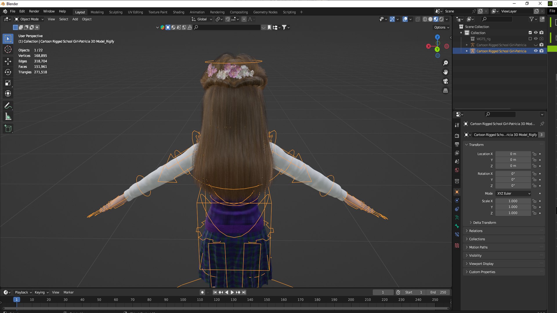 Cartoon Rigged School Girl-Patricia Character 3D Model 3D Model ...