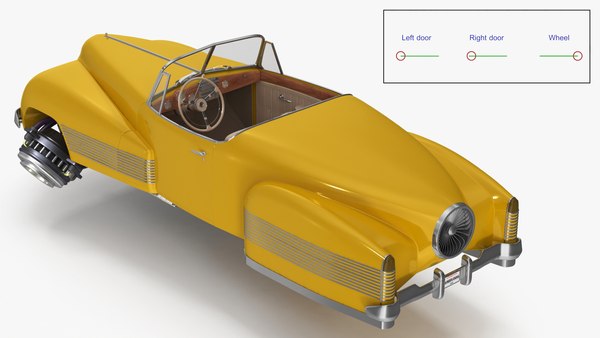 modelo 3d Yellow Hover Retro Car Rigged - TurboSquid 2100711