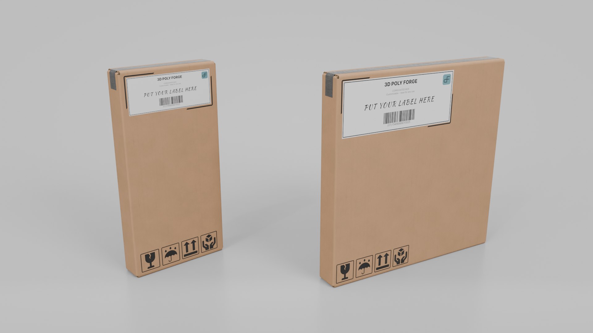 Slim And Stackable Duo - Rigged And Customizable Cardboard Box Set 3D ...