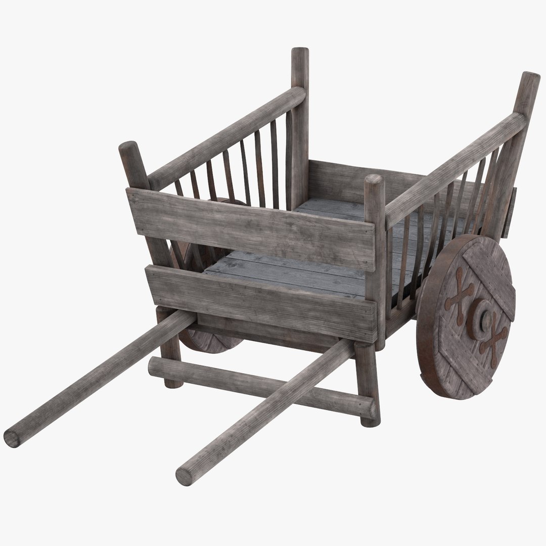 3d Model Medieval Wagon Hand Cart