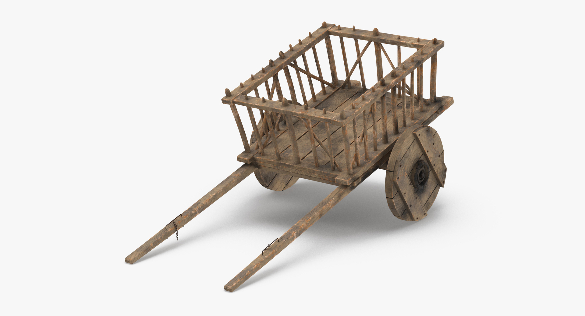 3d Model Medieval Wagon Hand Cart