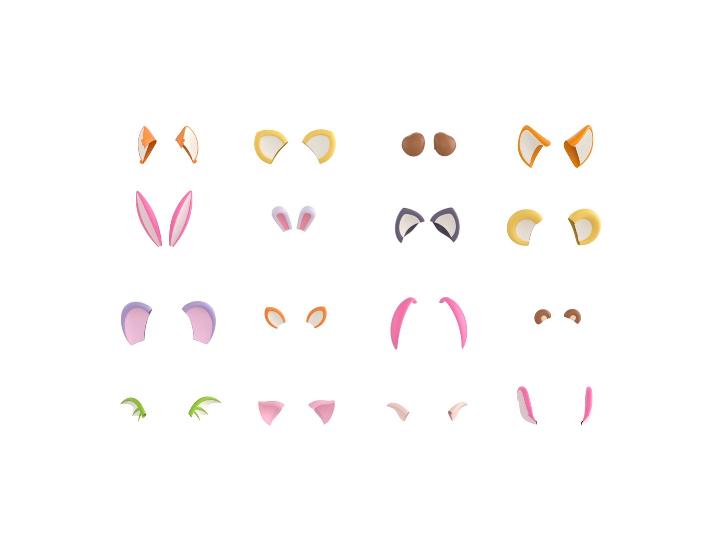 Cartoon Ears Pack 3D Model - TurboSquid 2252626