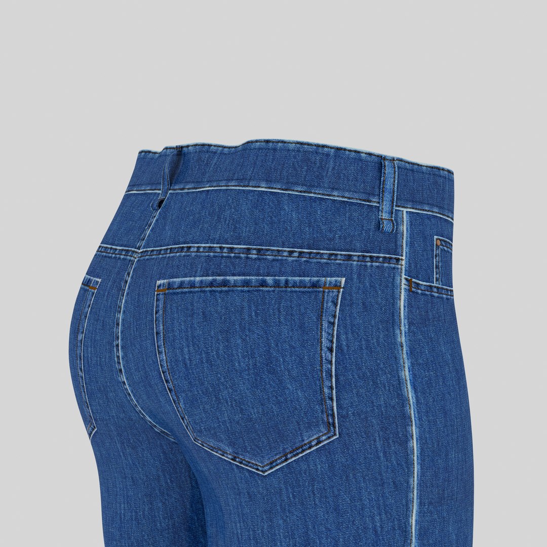 3D Realistic Blue Womens Jeans Hi Res Textures 16 K - TurboSquid 2165329