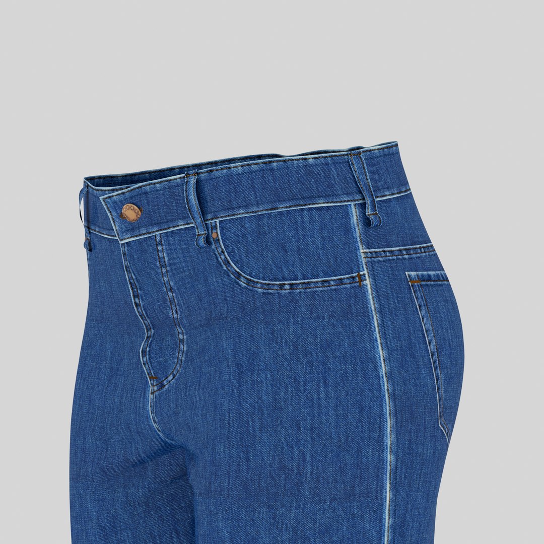 3D Realistic Blue Womens Jeans Hi Res Textures 16 K - TurboSquid 2165329