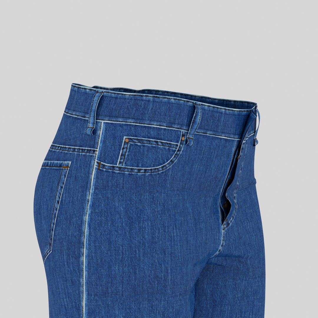 3D Realistic Blue Womens Jeans Hi Res Textures 16 K - TurboSquid 2165329