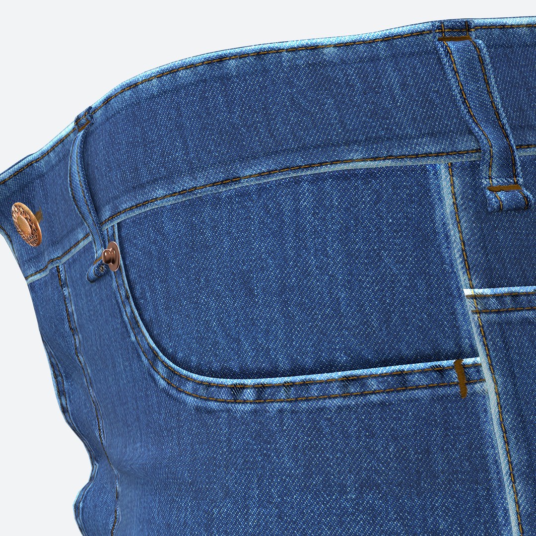 3D Realistic Blue Womens Jeans Hi Res Textures 16 K - TurboSquid 2165329
