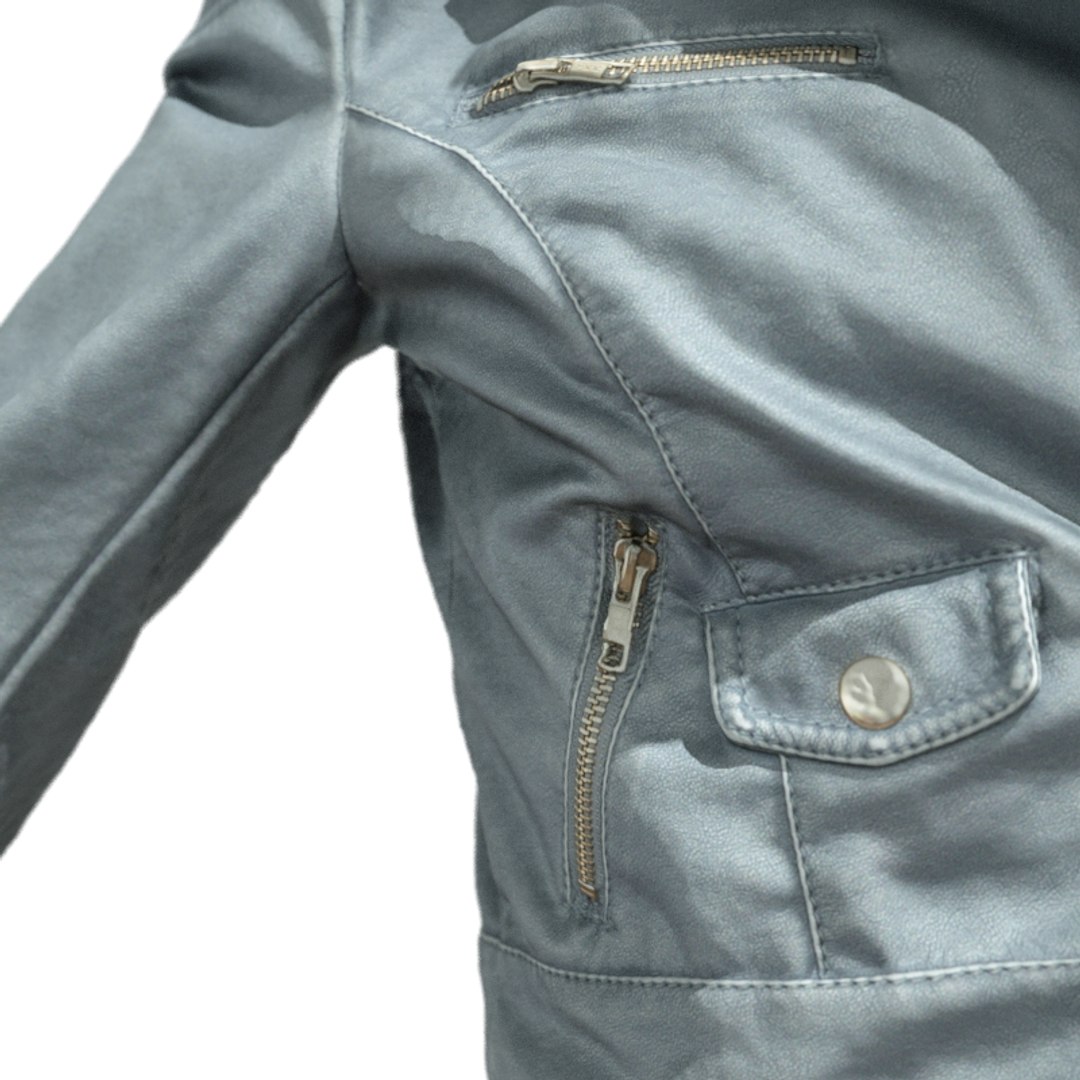 Grey Leather Jacket 3d Model