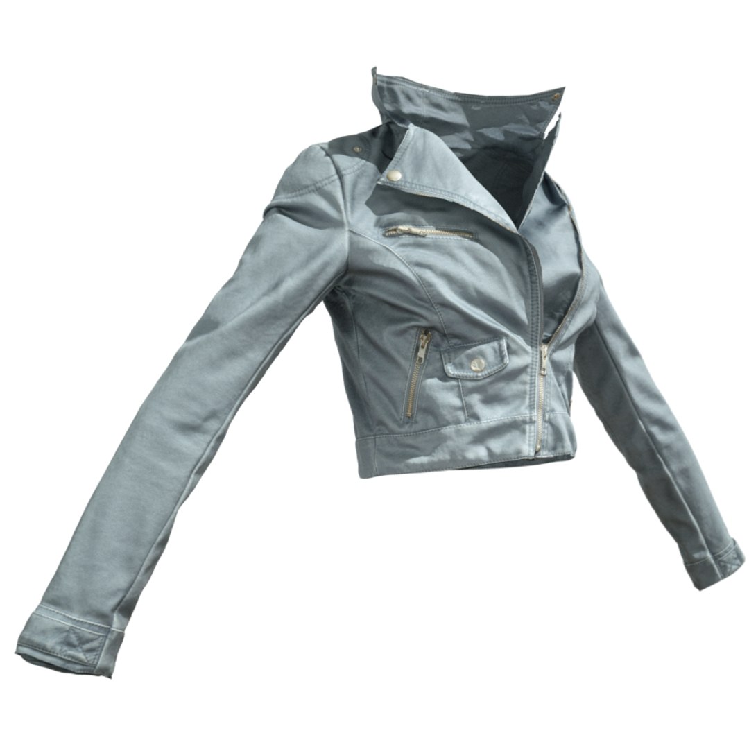 Grey Leather Jacket 3d Model