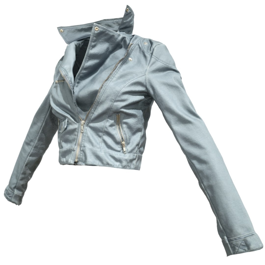Grey Leather Jacket 3d Model