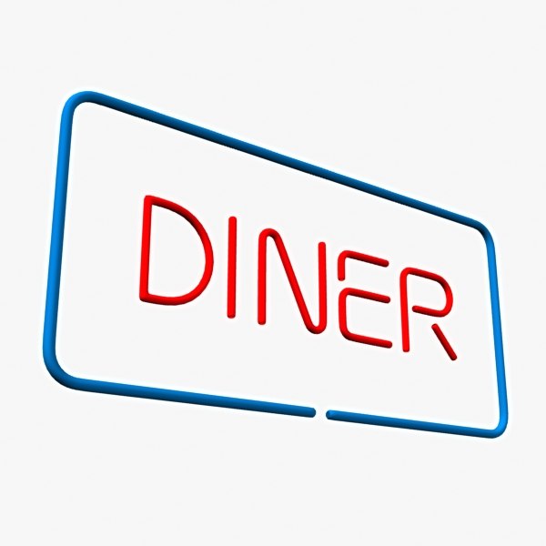 3d model diner neon sign