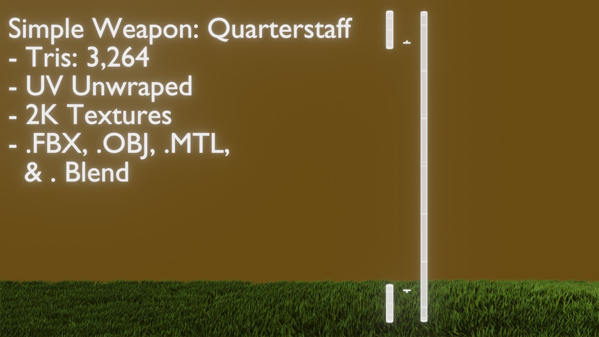 3D Simple Fantasy Quarterstaff - TurboSquid 2136469