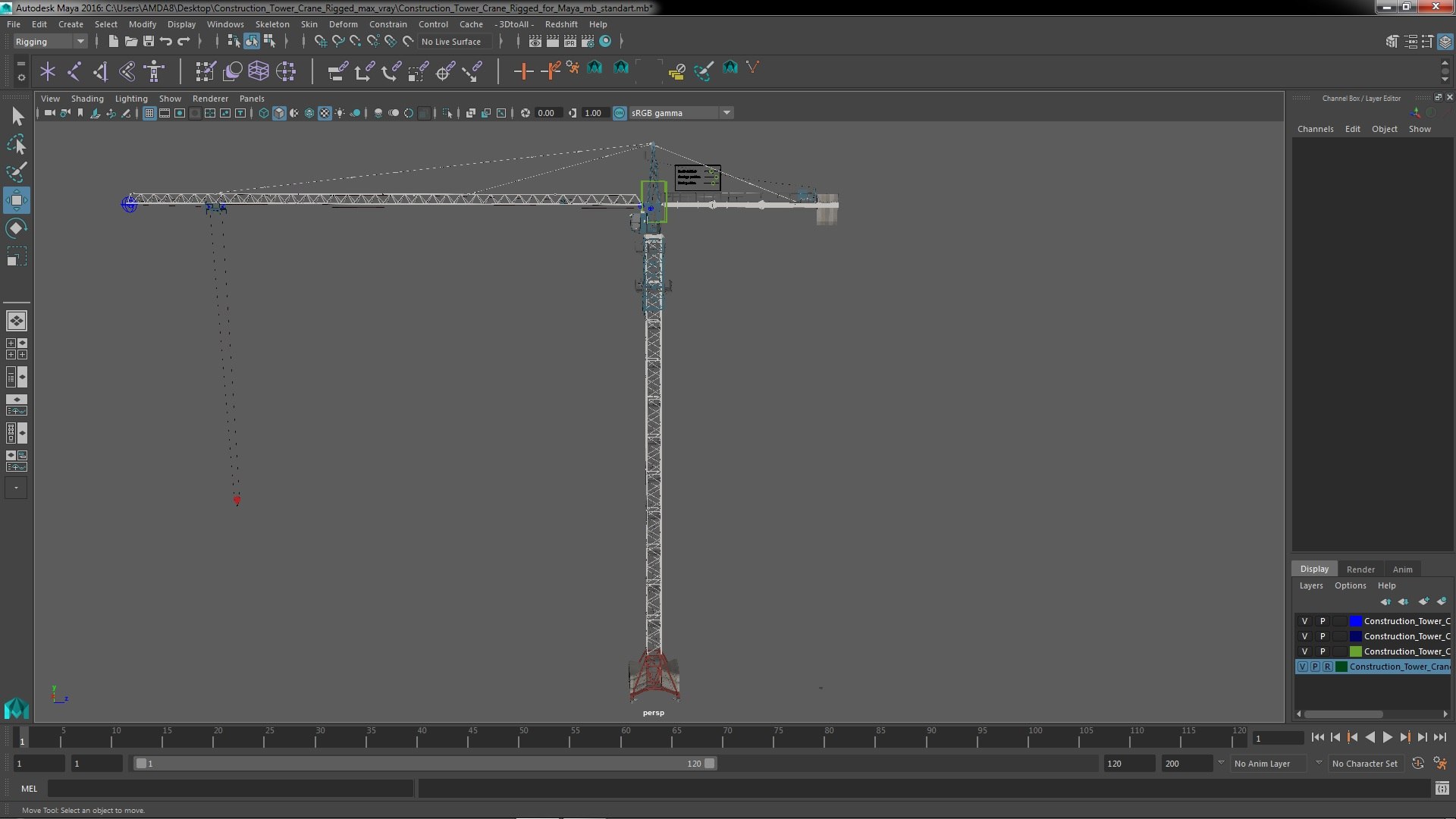 Construction Tower Crane Rigged For Maya 3D Model - TurboSquid 2161359