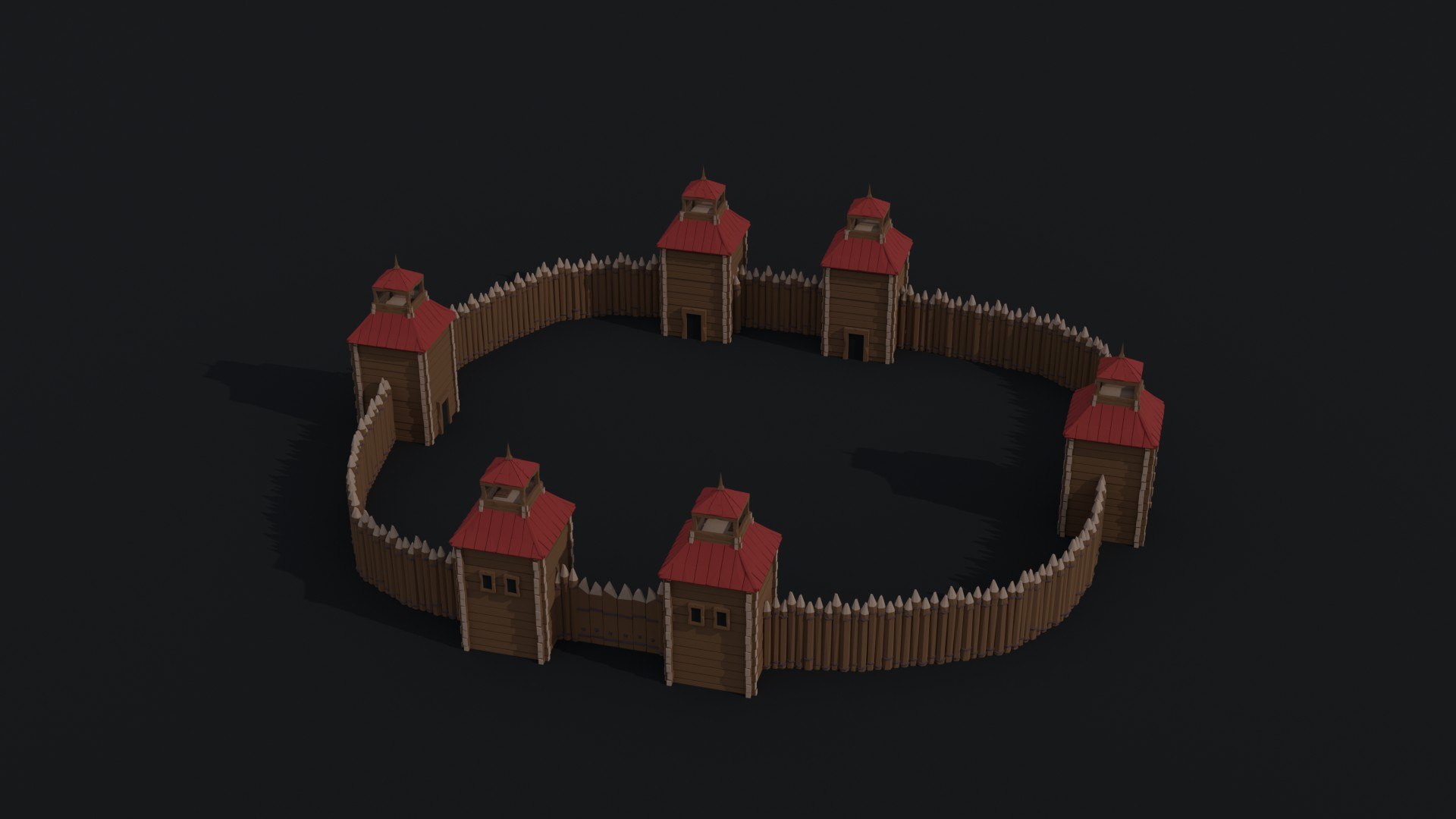 3D model Low-poly Cartoon wooden fortification polygonal - TurboSquid ...