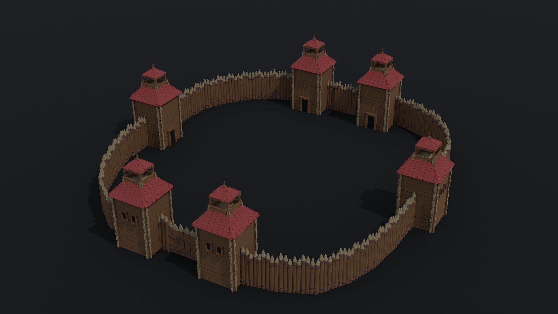 3D Model Low-poly Cartoon Wooden Fortification Polygonal - TurboSquid ...