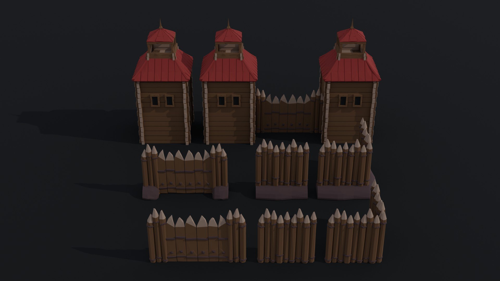 3D model Low-poly Cartoon wooden fortification polygonal - TurboSquid ...