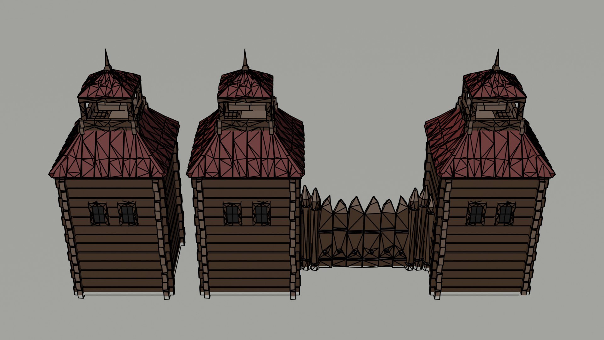 3D Model Low-poly Cartoon Wooden Fortification Polygonal - TurboSquid ...