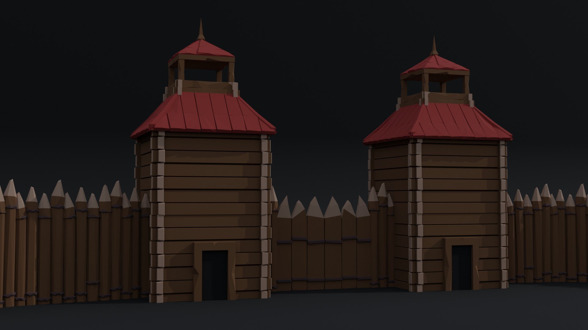 3D model Low-poly Cartoon wooden fortification polygonal - TurboSquid ...