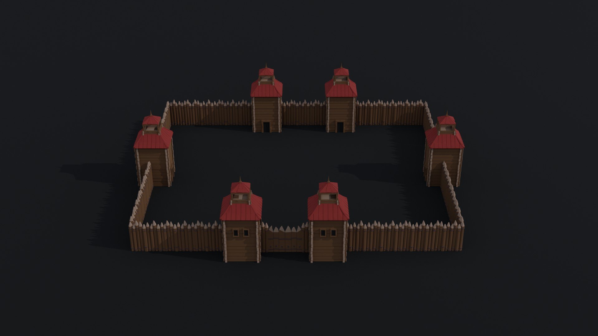 3D model Low-poly Cartoon wooden fortification polygonal - TurboSquid ...