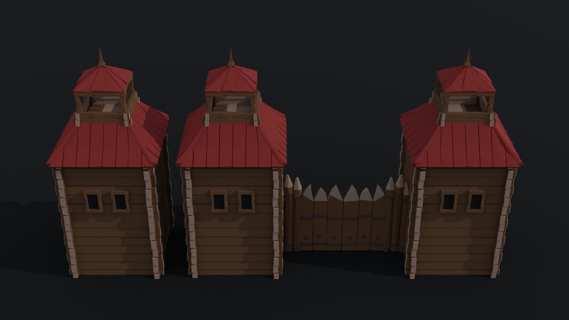 3D Model Low-poly Cartoon Wooden Fortification Polygonal - TurboSquid ...