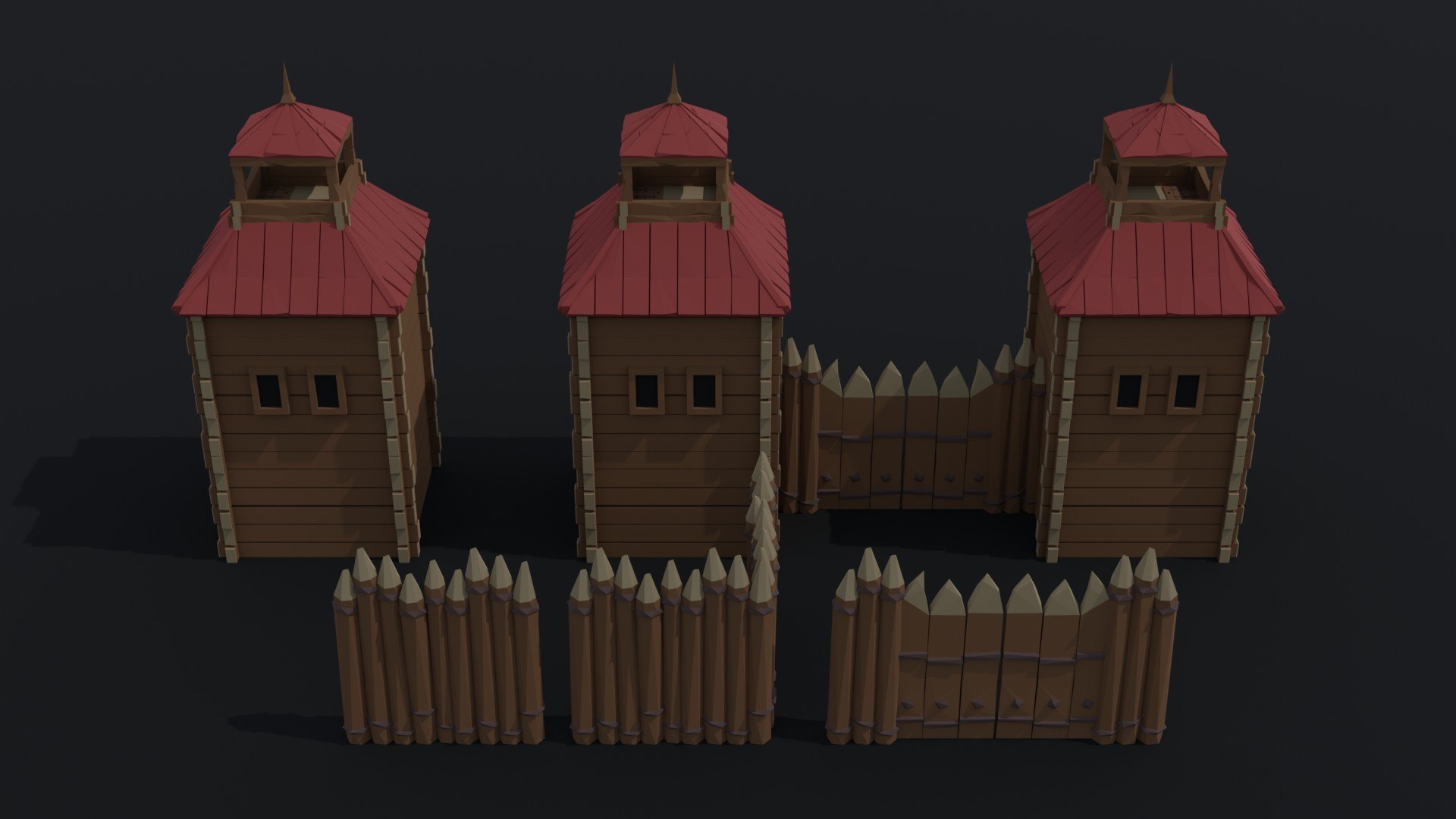 3D Model Low-poly Cartoon Wooden Fortification Polygonal - TurboSquid ...