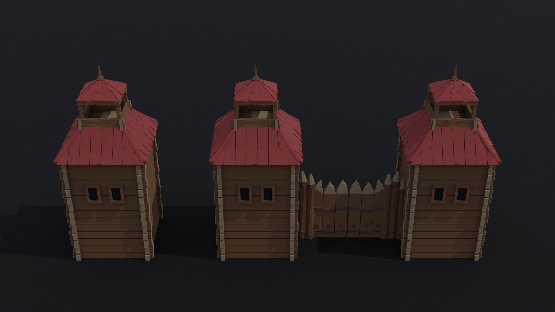 3D Model Low-poly Cartoon Wooden Fortification Polygonal - TurboSquid ...