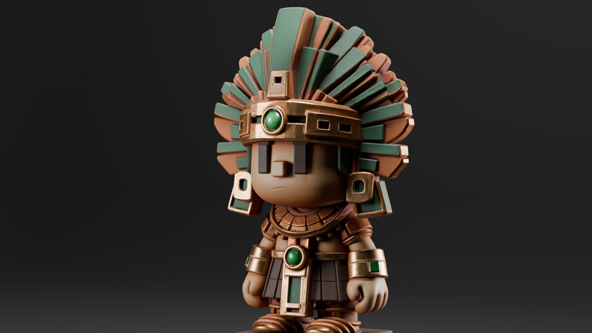 3D Mini Aztec King Stylized 3D Character Model - TurboSquid 2421559