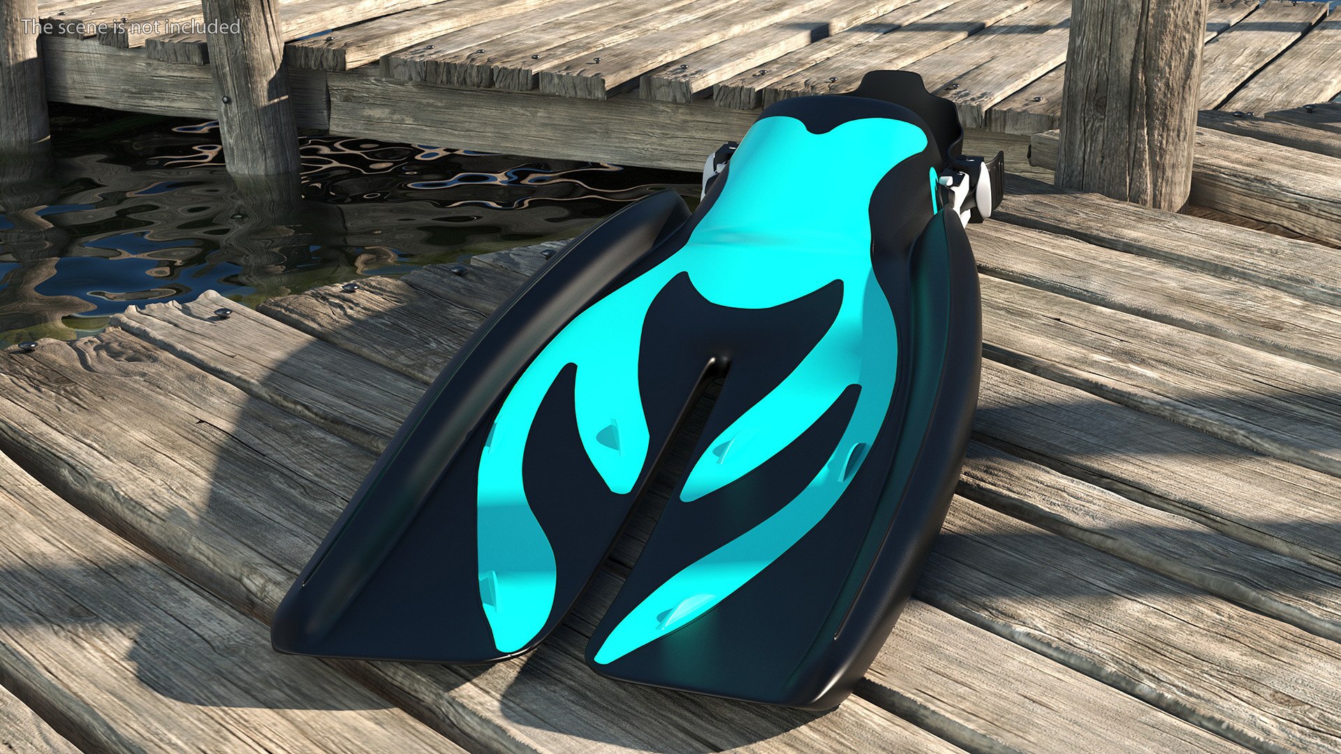 3D Open Heel Split Fin Aqua Color - TurboSquid 2146537