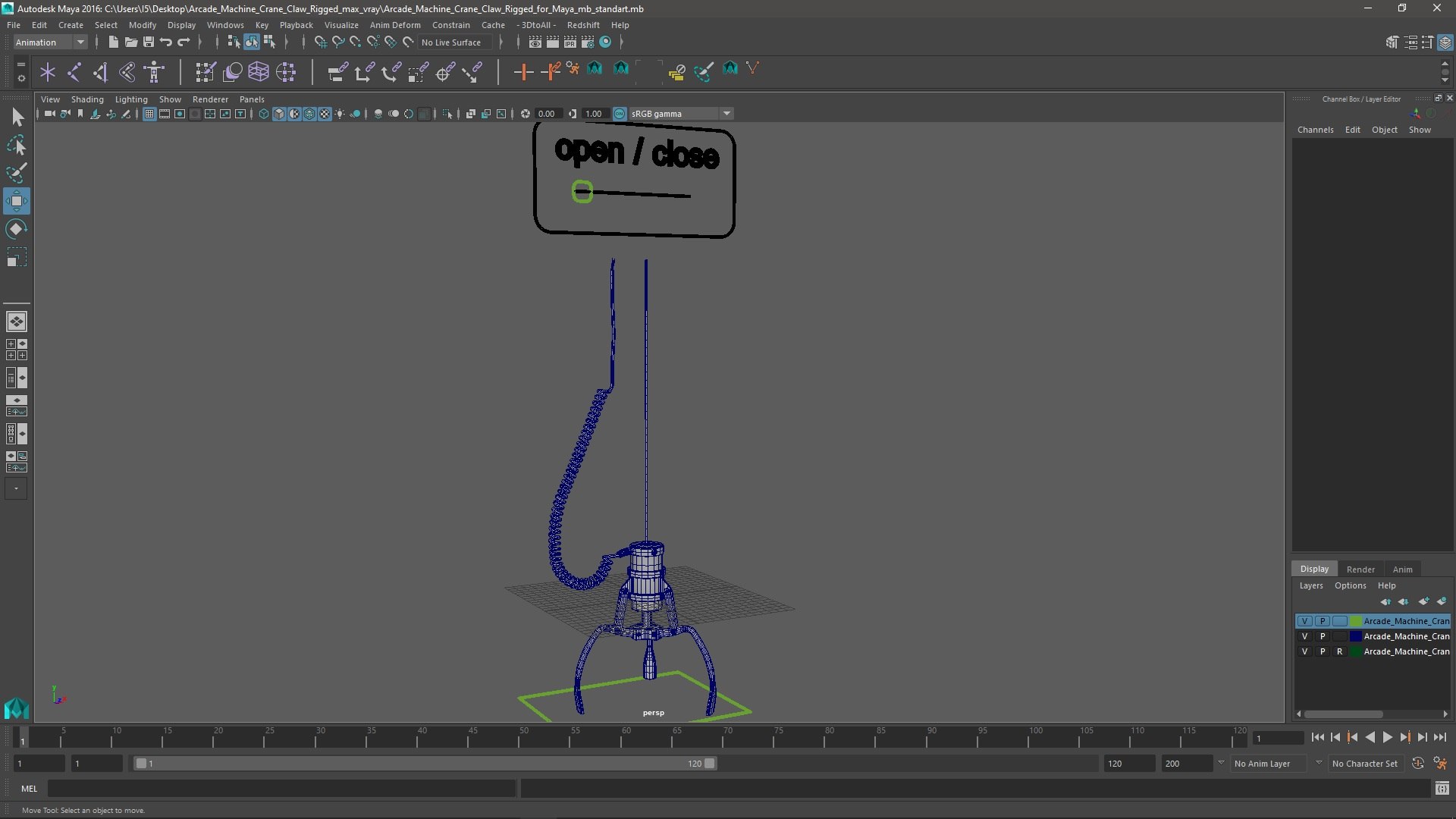 Arcade Machine Crane Claw Rigged for Maya model - TurboSquid 2167710