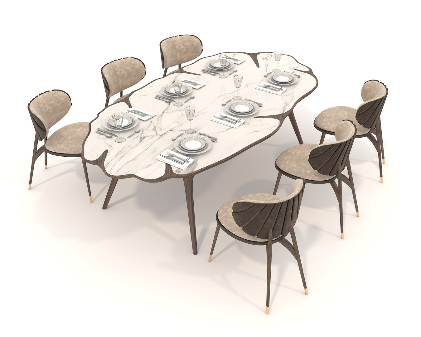 3D Modern Dining Table And Chairs 36 Model - TurboSquid 2200215