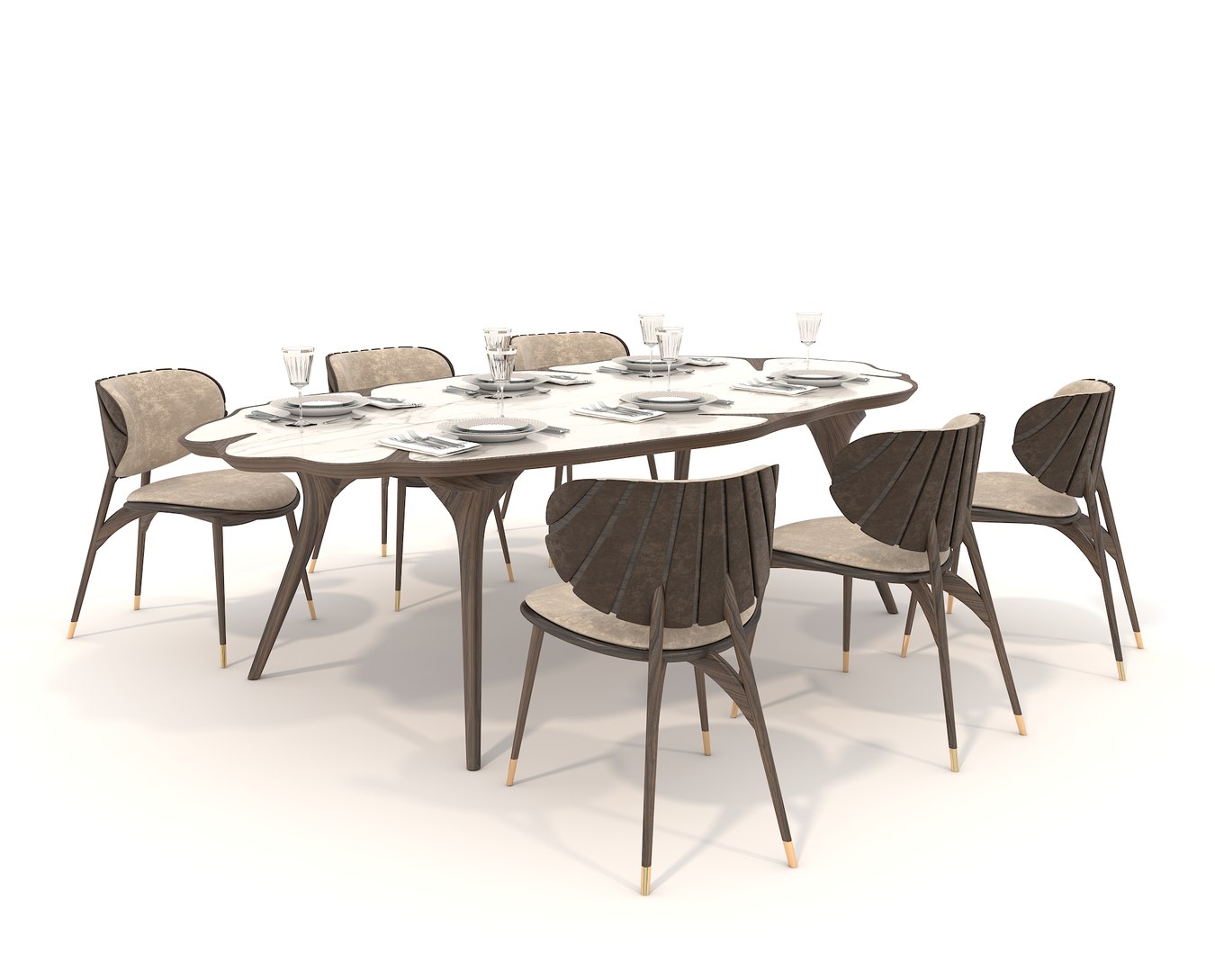 3D Modern Dining Table And Chairs 36 Model - TurboSquid 2200215